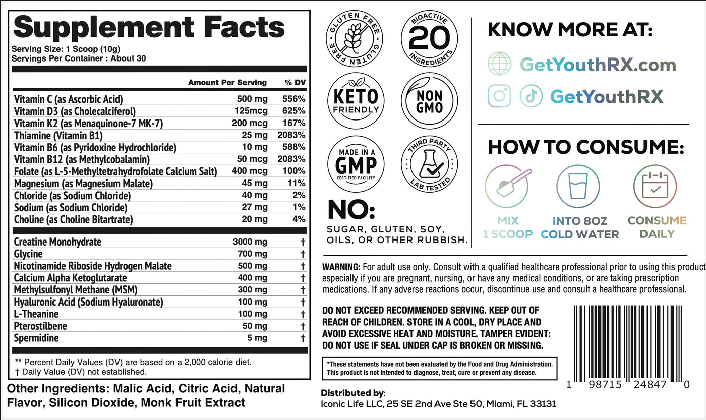 YouthRX | Daily Longevity Mix with NR + 19 leading longevity ingredients