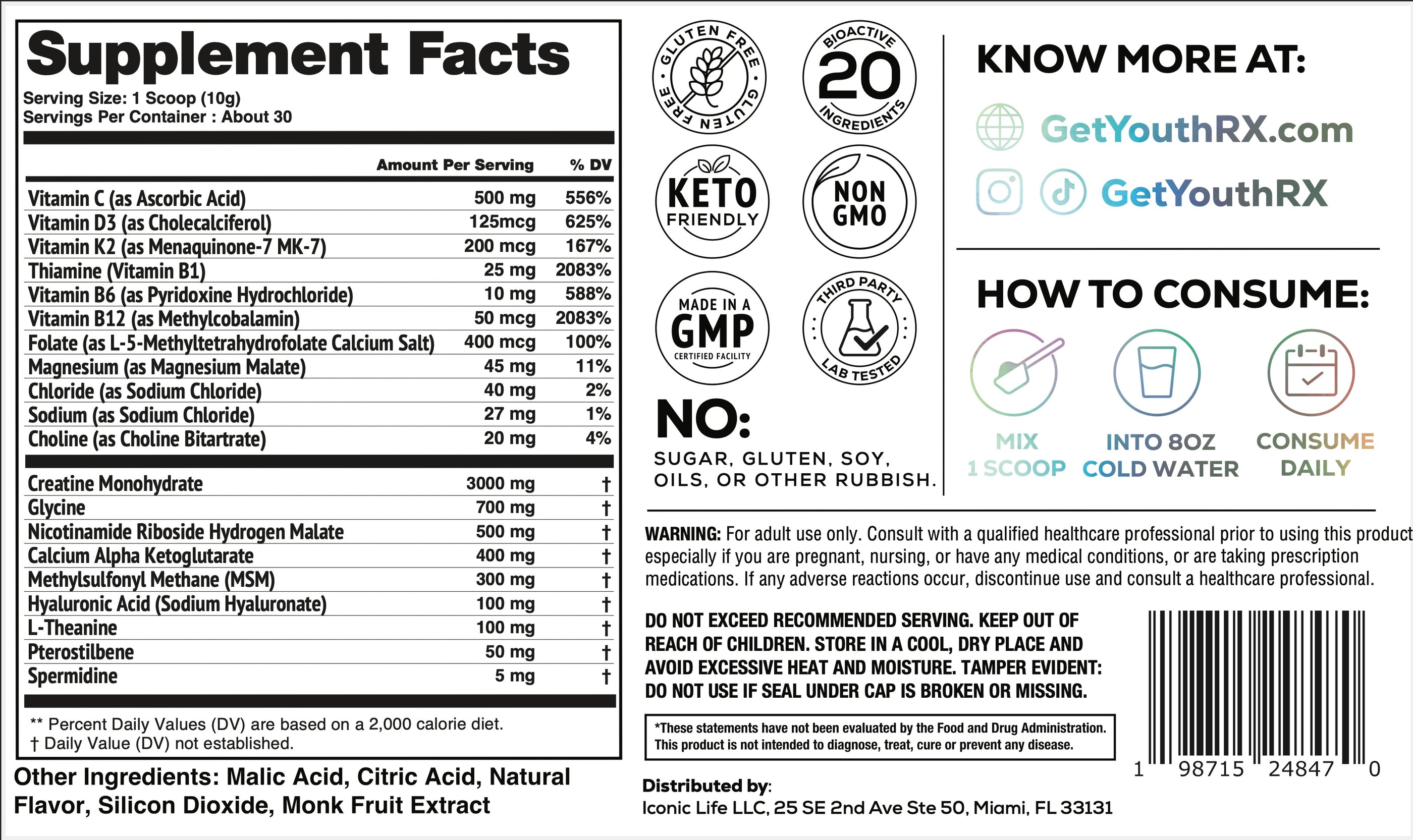 YouthRX | Daily Longevity Mix with NR + 19 leading longevity ingredients